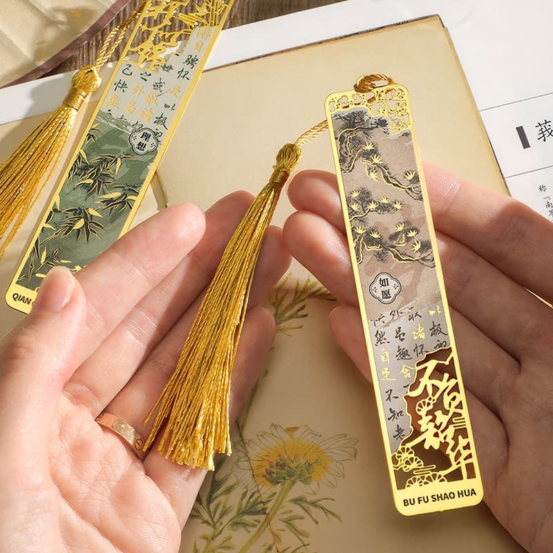 Chinese-Style Brass Hollowed-Out Bookmark – Four Seasons Poetic Floral ...